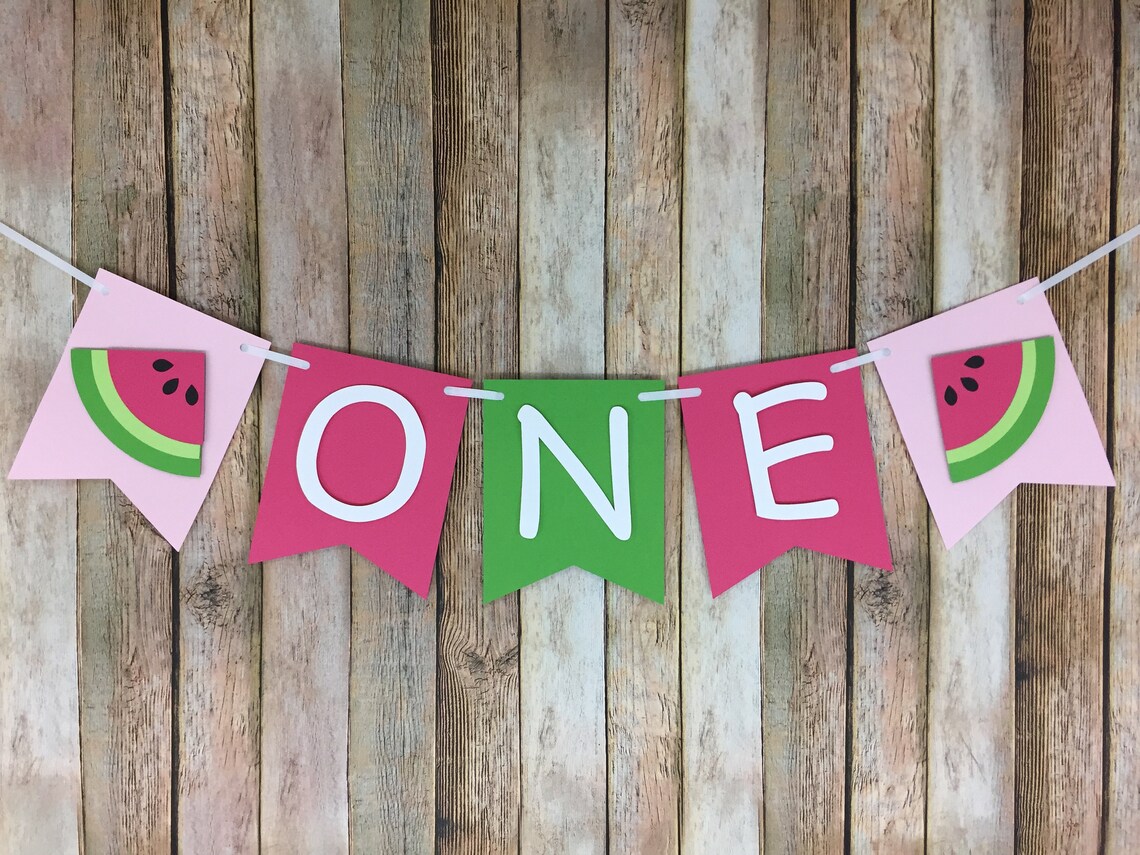 Watermelon ONE Banner One in a Melon Birthday Decorations - Etsy