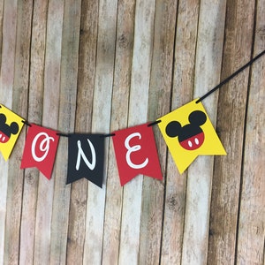 ONE Mickey Mouse Banner, Mickey Mouse ONE Banner, Mickey Mouse Birthday ...