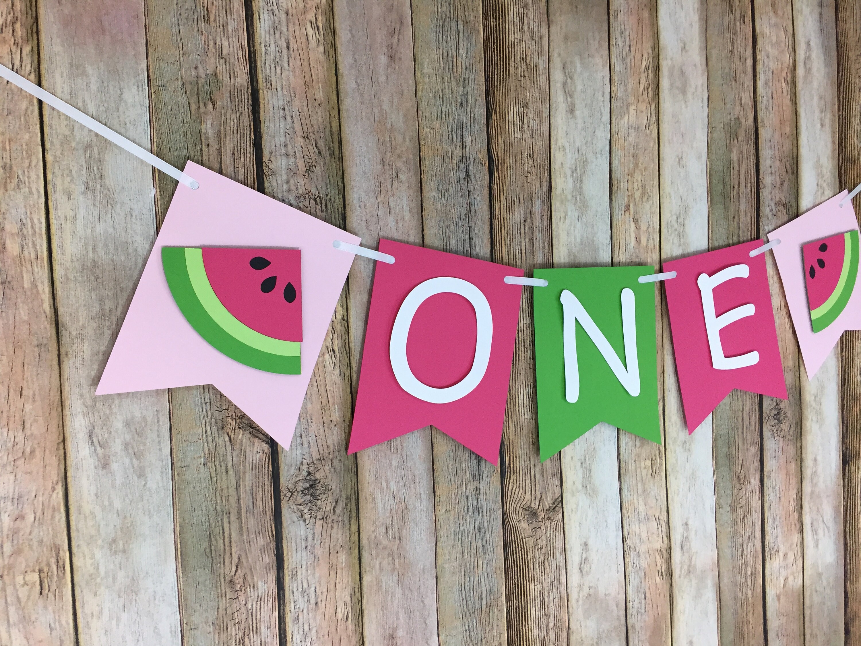 Watermelon ONE Banner One in a Melon Birthday Decorations | Etsy