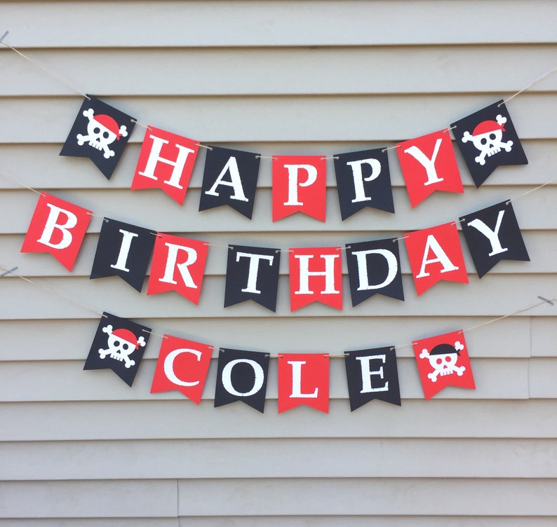 Pirate Birthday Banner Pirate Happy Birthday Banner Pirate | Etsy