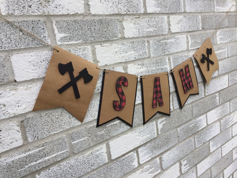 Lumberjack Banner Name Banner Buffalo Plaid Banner Rustic | Etsy