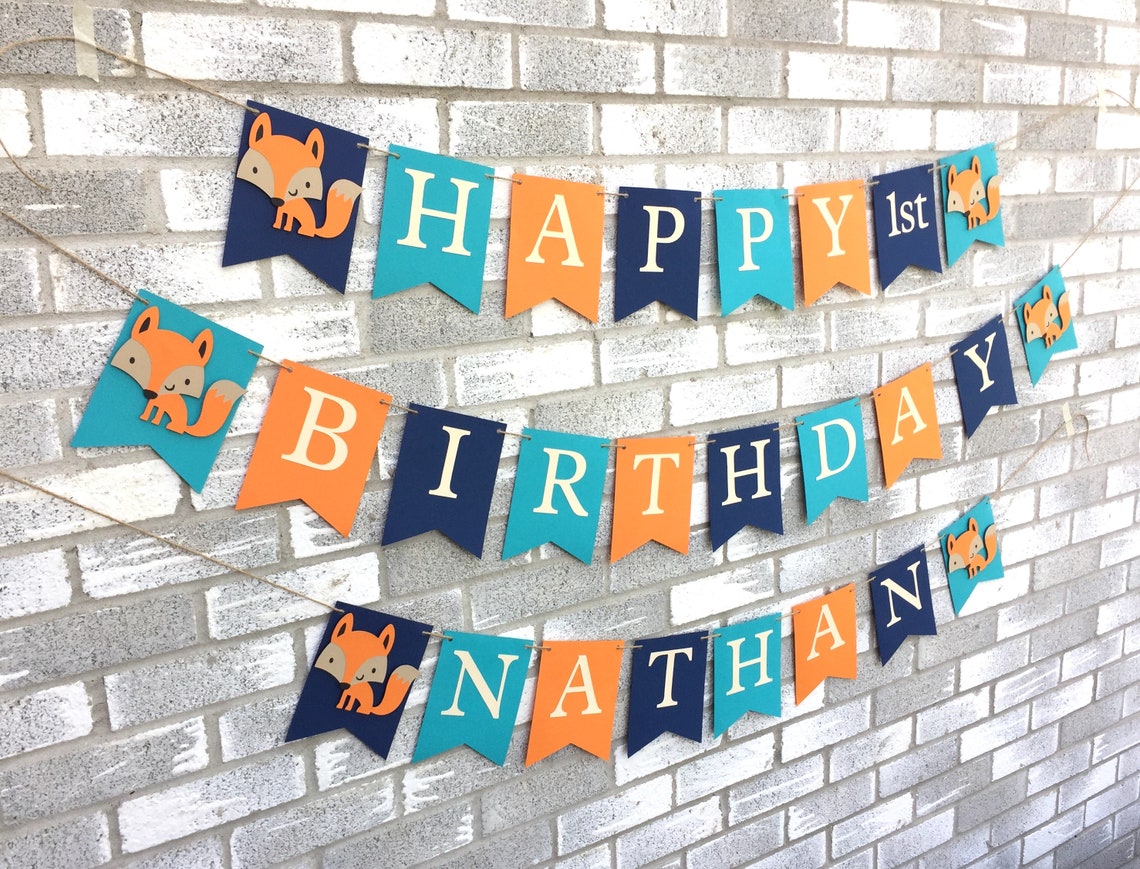 Woodland Birthday Banner Fox Banner Woodland Birthday - Etsy