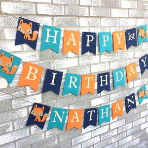 Woodland Birthday Banner, Fox Banner, Woodland Birthday Decorations ...
