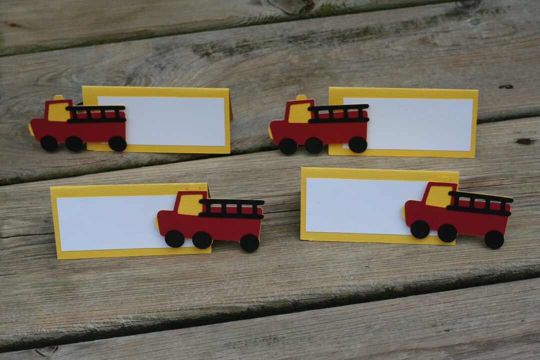 12 Fire Truck Place Cards, Fire Truck Food Table Cards, Fire Engine ...