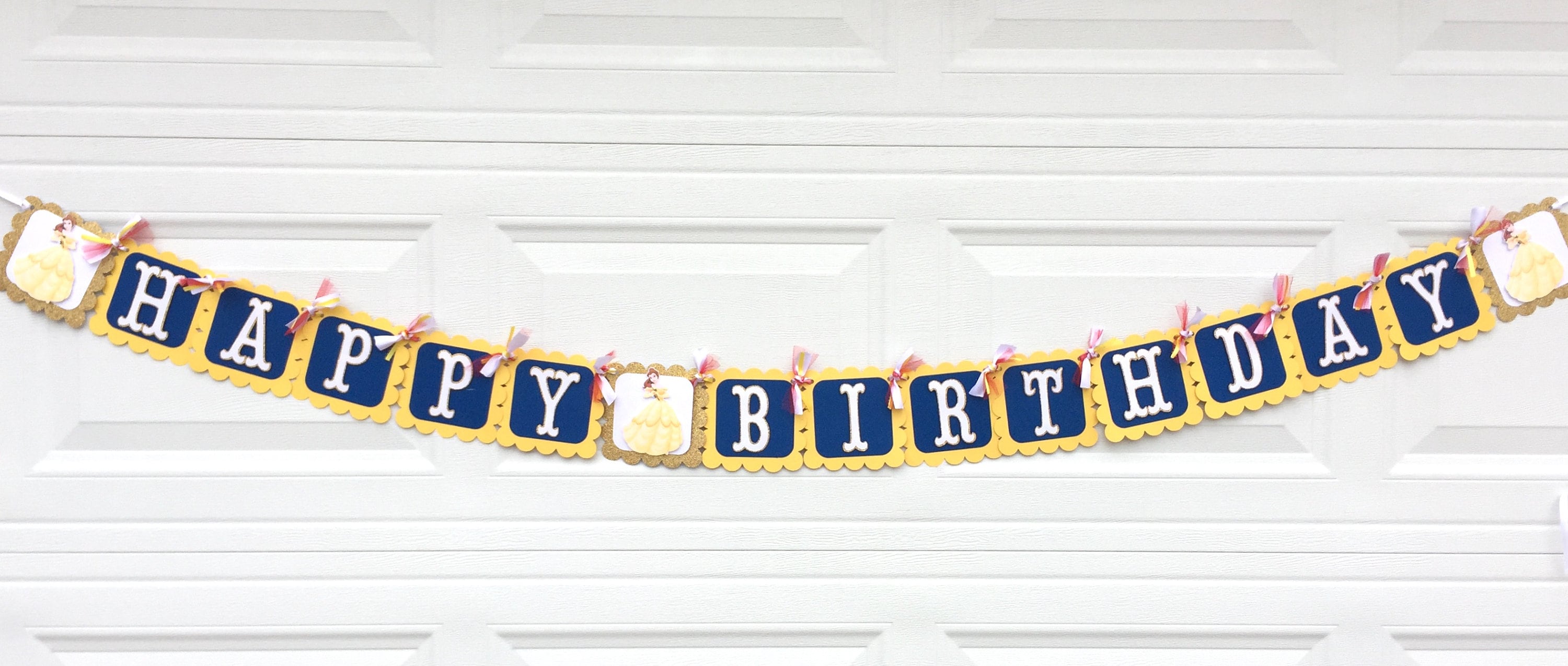Belle Birthday Banner Beauty and the Beast Banner Belle | Etsy