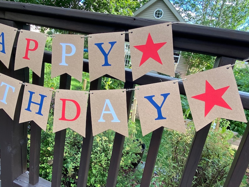 Red White and Blue Birthday Banner Patriotic Birthday Fourth - Etsy