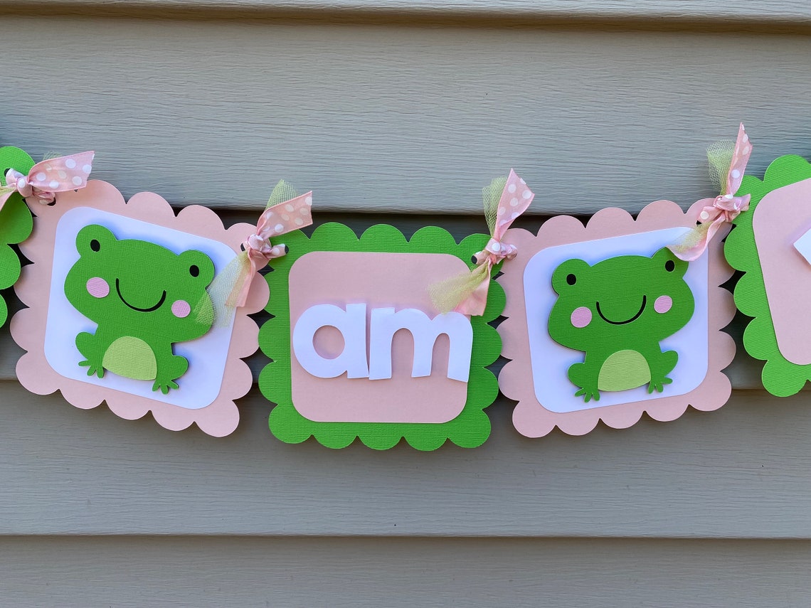 Girly Pink and Green Frog Highchair Banner Frog I Am 1 - Etsy