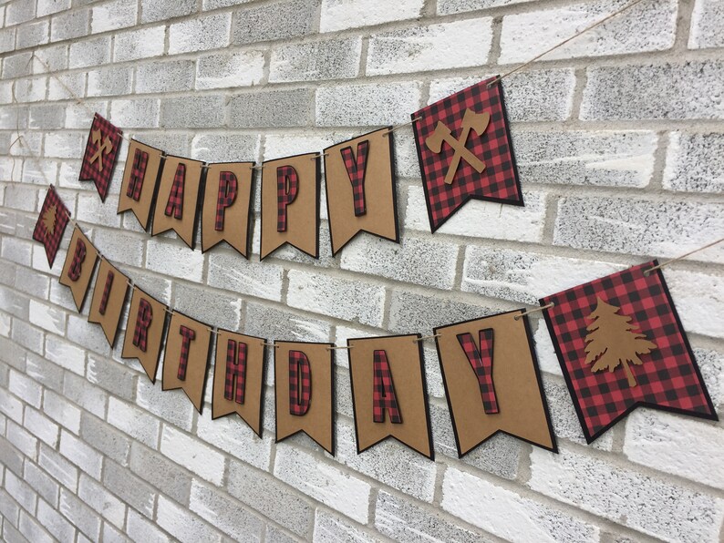 Lumberjack Banner Birthday Banner Buffalo Plaid Banner | Etsy