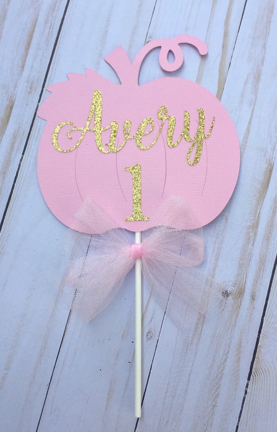 Pumpkin Cake Topper, Pumpkin Smash Cake Topper, Pink and Gold Pumpkin ...