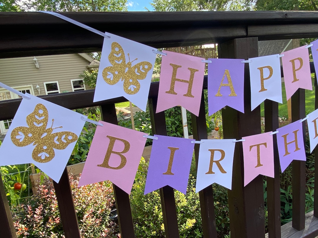 Butterfly Birthday Banner Butterfly Birthday Decorations - Etsy