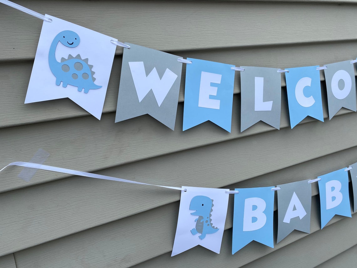 Welcome Baby Dinosaur Banner Dinosaur Party Decorations | Etsy