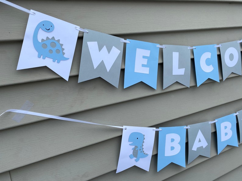 Welcome Baby Dinosaur Banner Dinosaur Party Decorations - Etsy