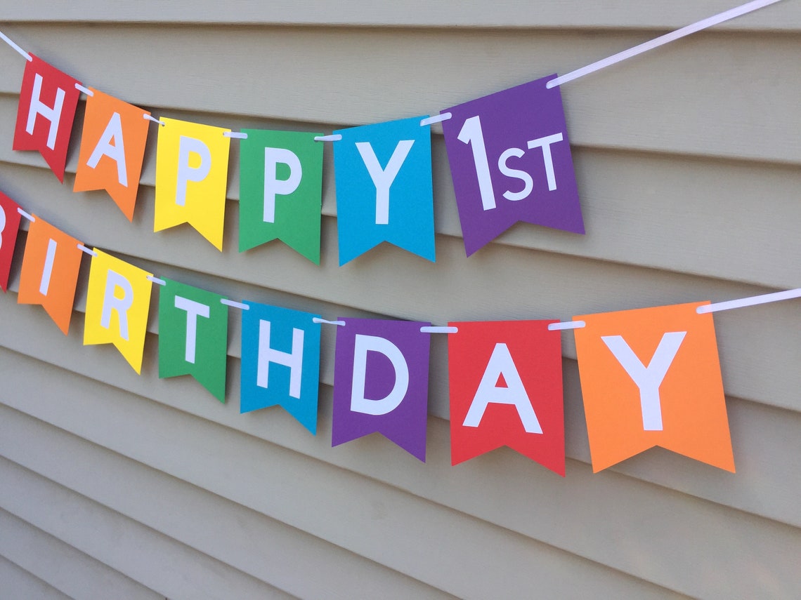 Rainbow Birthday Banner Rainbow Happy Birthday Banner | Etsy