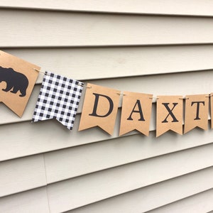 Lumberjack Banner, Name Banner, Buffalo Plaid Banner, Rustic Birthday ...