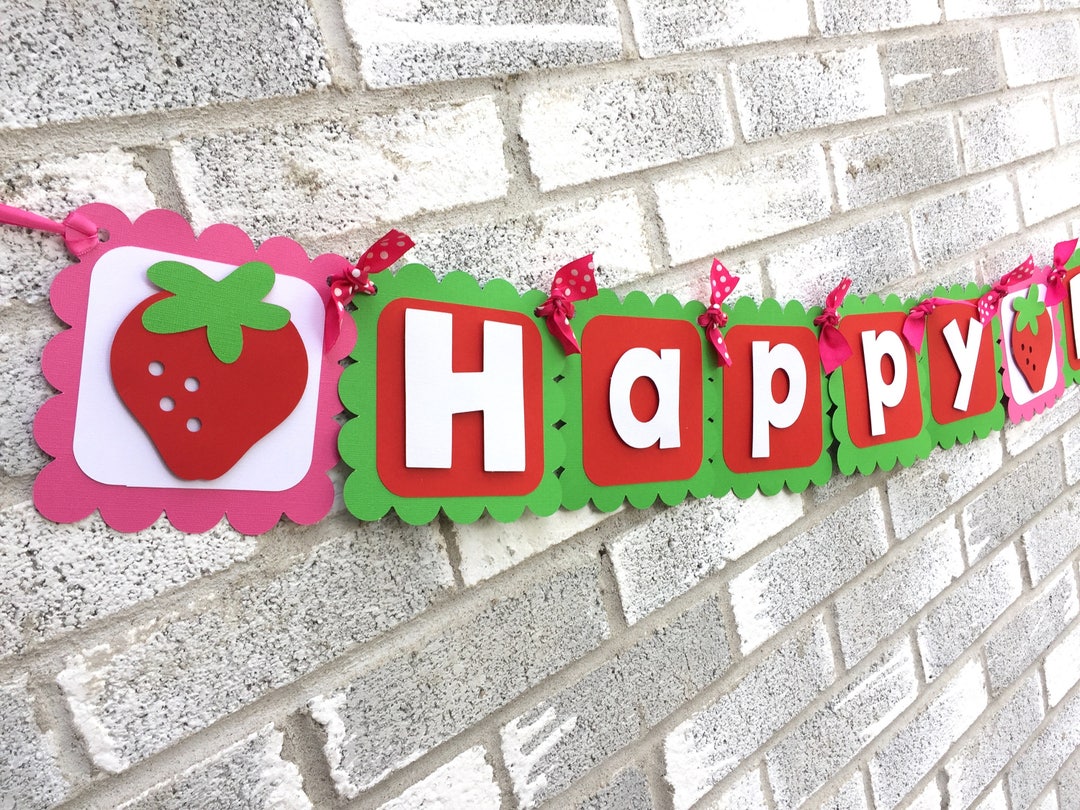Strawberry Banner, Strawberry Birthday Banner, Berry Happy Birthday ...