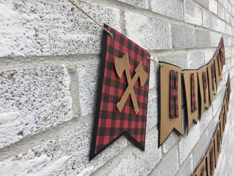 Lumberjack Banner Birthday Banner Buffalo Plaid Banner | Etsy