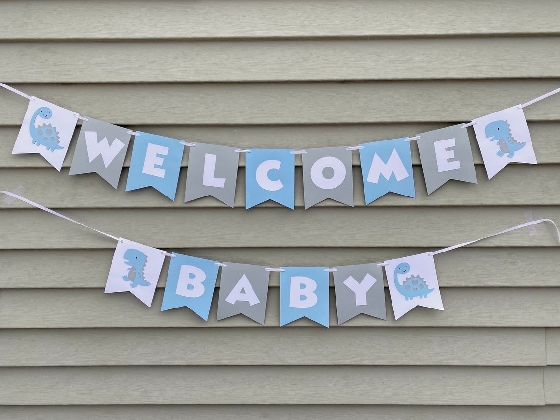 Welcome Baby Dinosaur Banner Dinosaur Party Decorations | Etsy