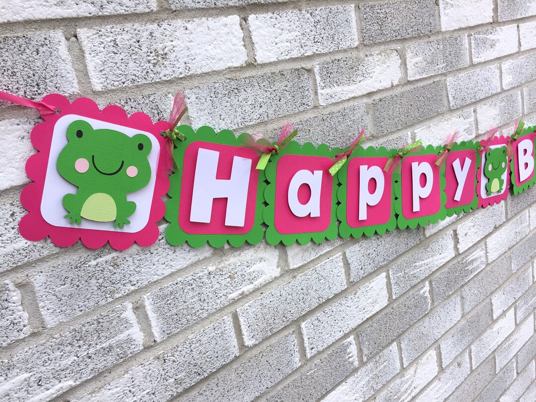 Girl Frog Banner, Frog Birthday Banner, Frog Happy Birthday Banner ...