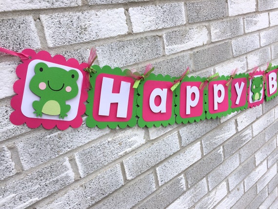 Girl Frog Banner, Frog Birthday Banner, Frog Happy Birthday Banner ...