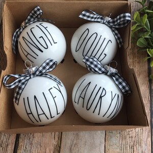 Rae Dunn Inspired Name Ornaments, Black White Checkered Ornaments ...