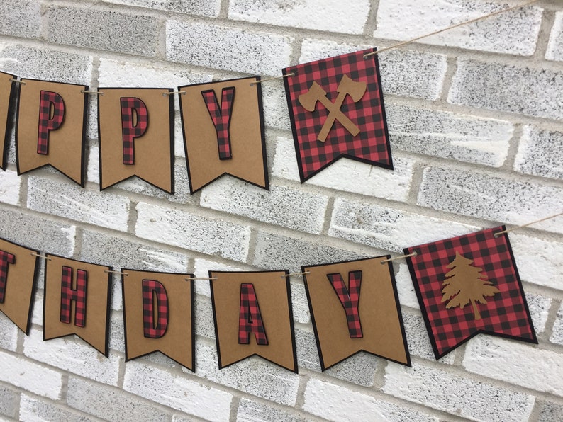 Lumberjack Banner Birthday Banner Buffalo Plaid Banner | Etsy