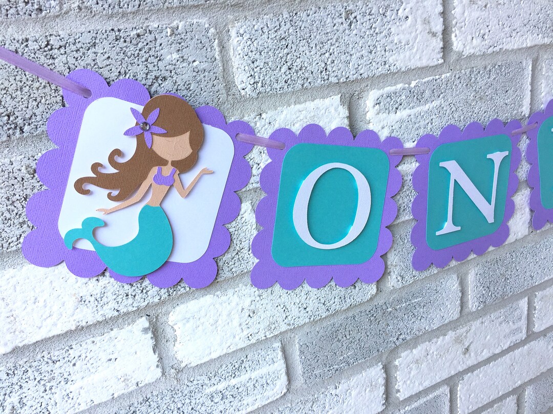 Mermaid ONE Highchair Banner, Mermaid I Am 1 Banner, Lavender and Aqua ...