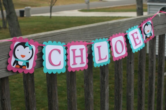 Penguin Banner Penguin Name Banner Winter Wonderland Banner - Etsy