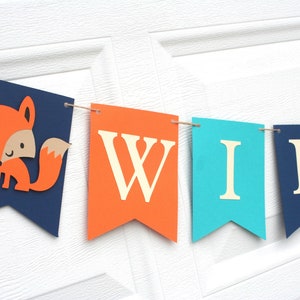 Wild ONE Banner, Woodland Banner, Fox Banner, Wild One Birthday Banner ...