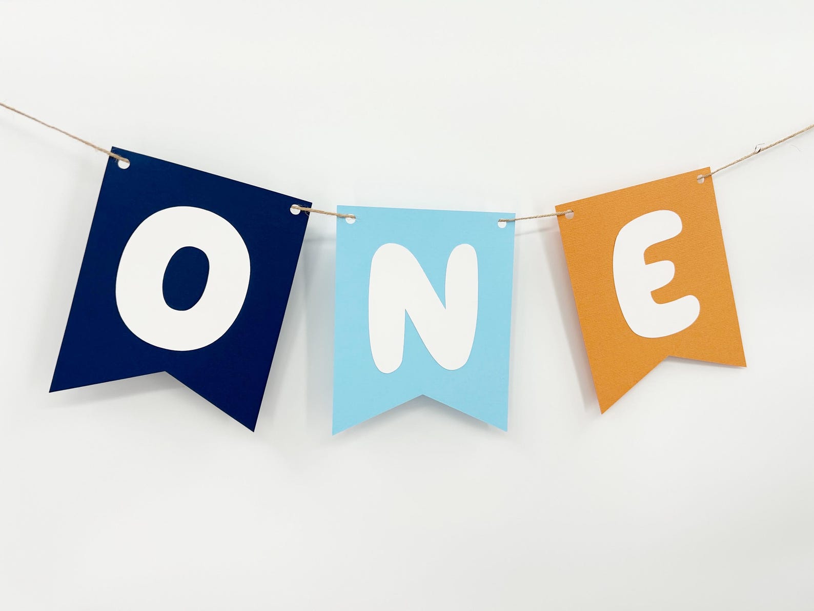 Navy Light Blue Orange Tan Boho Happy Birthday Party High Chair Smash ...