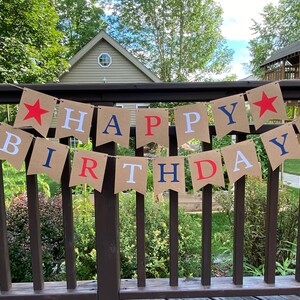Red White and Blue Birthday Banner, Patriotic Birthday, Fourth of July ...