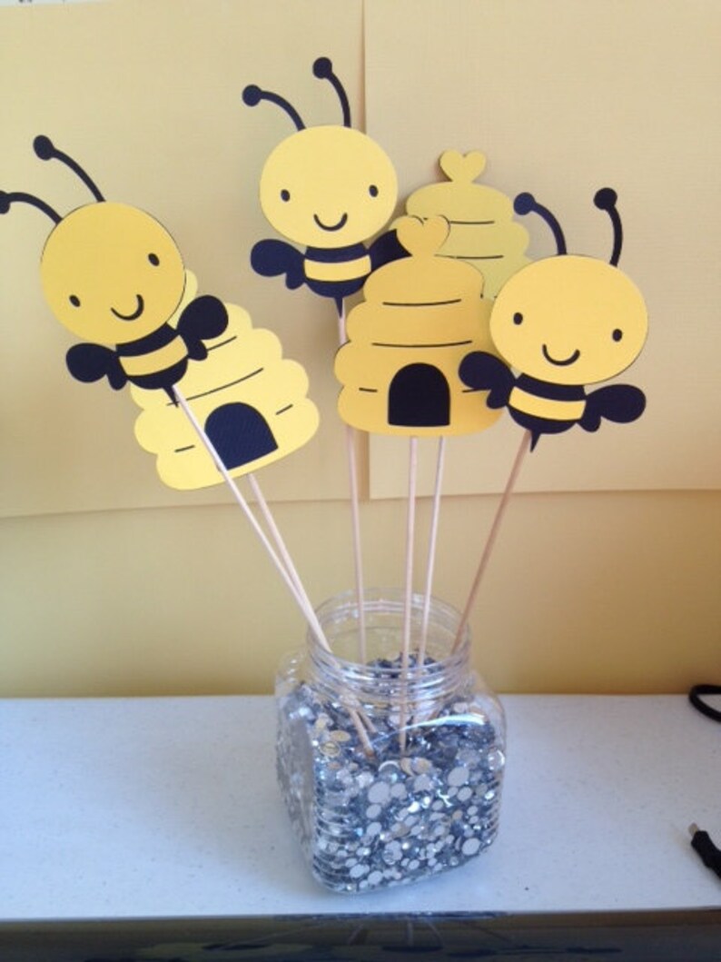 6 Piece Bumble Bee Centerpiece Sticks Bee Birthday Bee Baby - Etsy