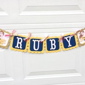 Belle Name Banner, Beauty and the Beast Banner, Belle Birthday ...