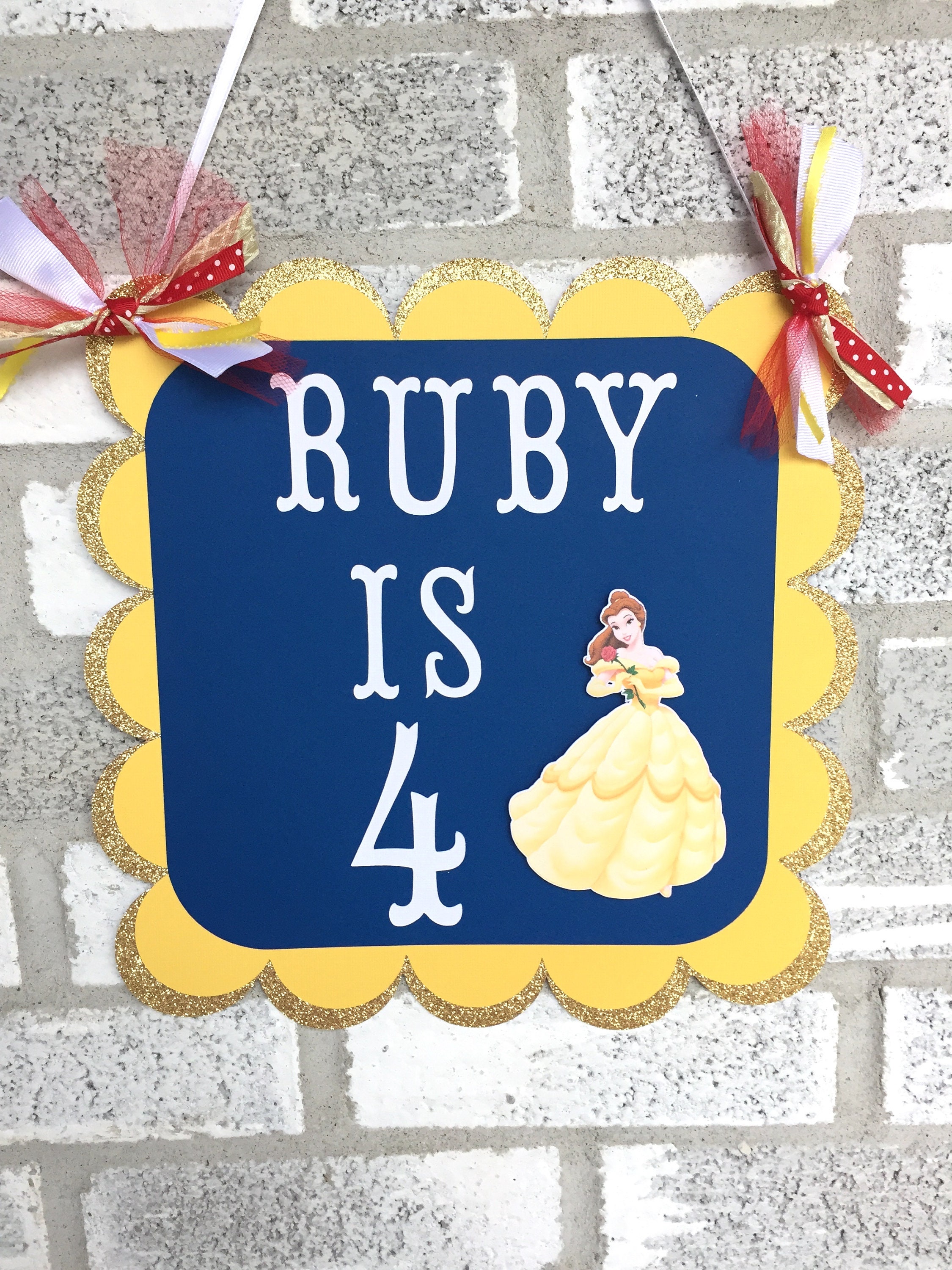 Belle Door Sign Beauty and the Beast Sign Belle Birthday | Etsy