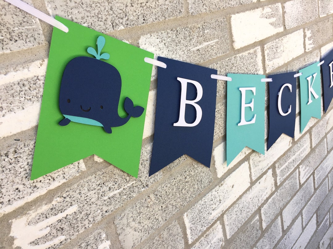Whale Name Banner, Whale Banner, Whale First Birthday, Under the Sea ...