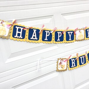 Belle Birthday Banner, Beauty and the Beast Banner, Belle Birthday ...