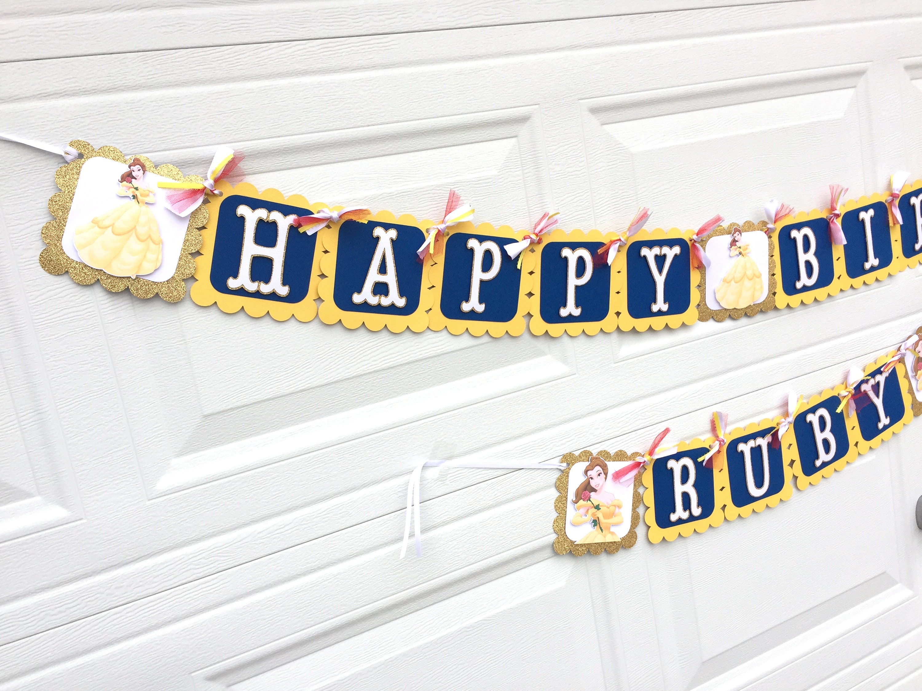 Belle Birthday Banner Beauty and the Beast Banner Belle | Etsy