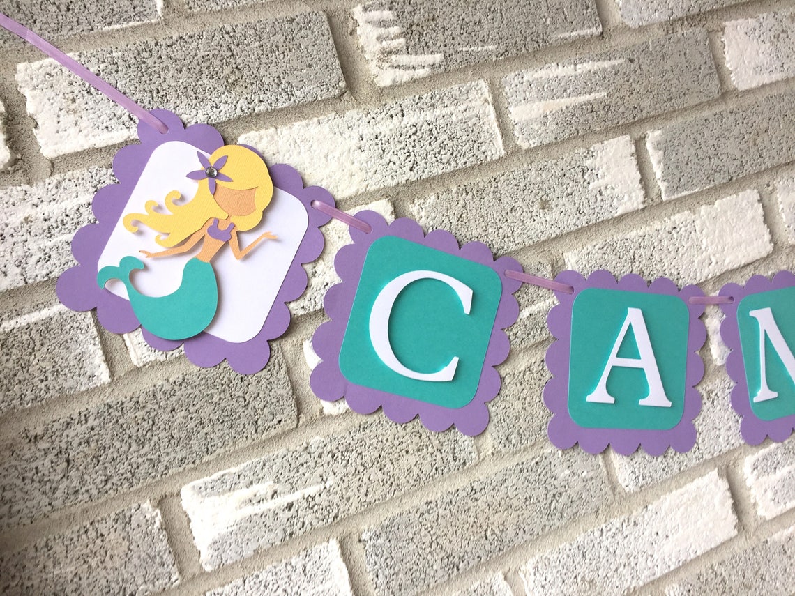 Mermaid Banner Mermaid Name Banner Mermaid Birthday | Etsy