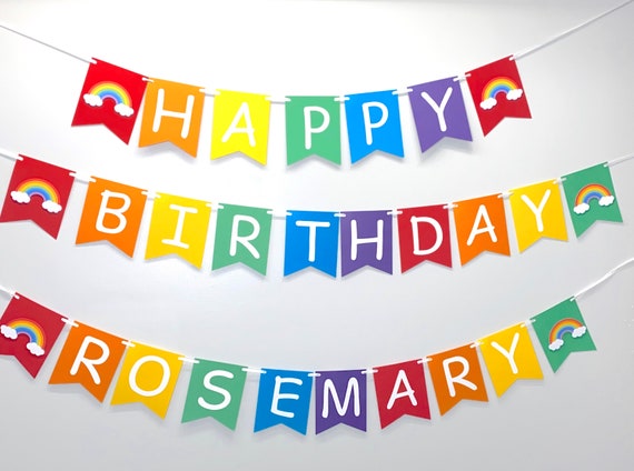 Rainbow Happy Birthday Banner, Rainbow Birthday Decorations, Bright and ...