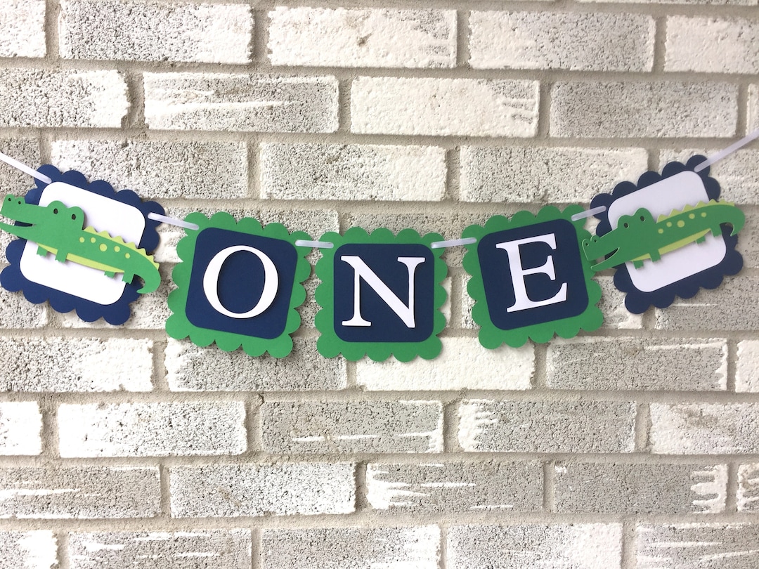 Alligator Banner, Alligator ONE Banner, Alligator Birthday Decoration ...