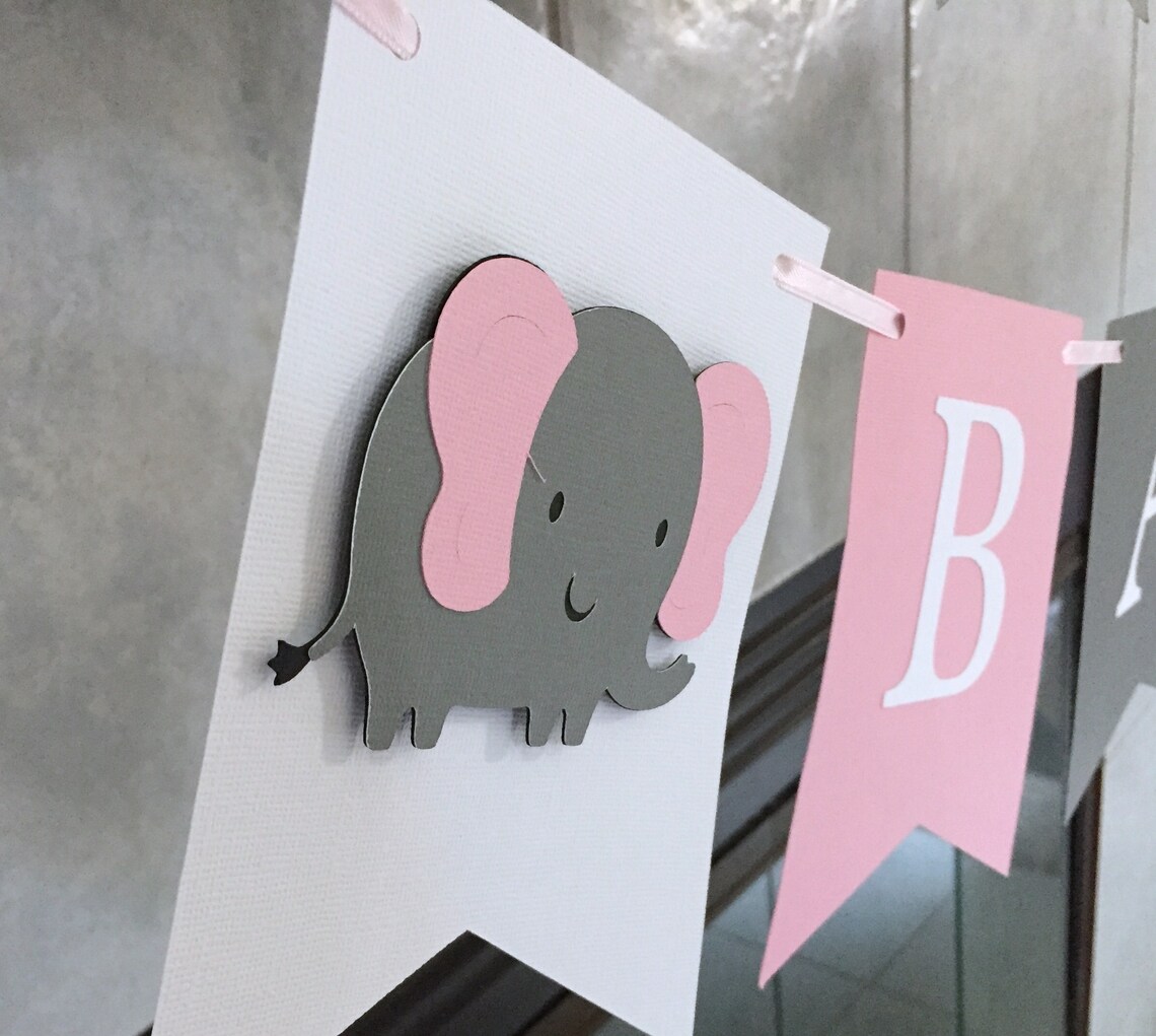 Welcome Baby Banner Elephant Banner Baby Shower Banner Pink | Etsy
