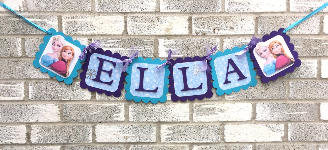 FROZEN Name Banner Frozen Banner Frozen Happy Birthday | Etsy