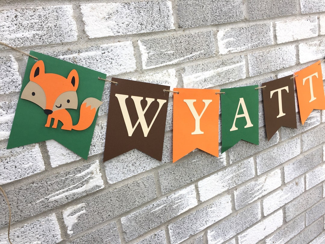 Woodland Name Banner, Fox Banner, Woodland Birthday Decorations ...