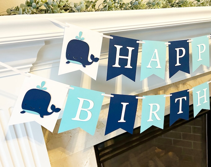 Whale Birthday Banner, Whale Banner, Whale First Birthday, Under the ...