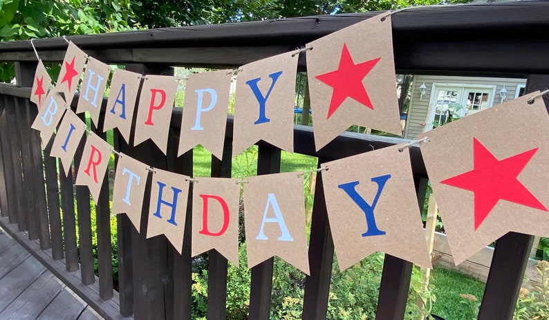 Red White and Blue Birthday Banner Patriotic Birthday Fourth - Etsy