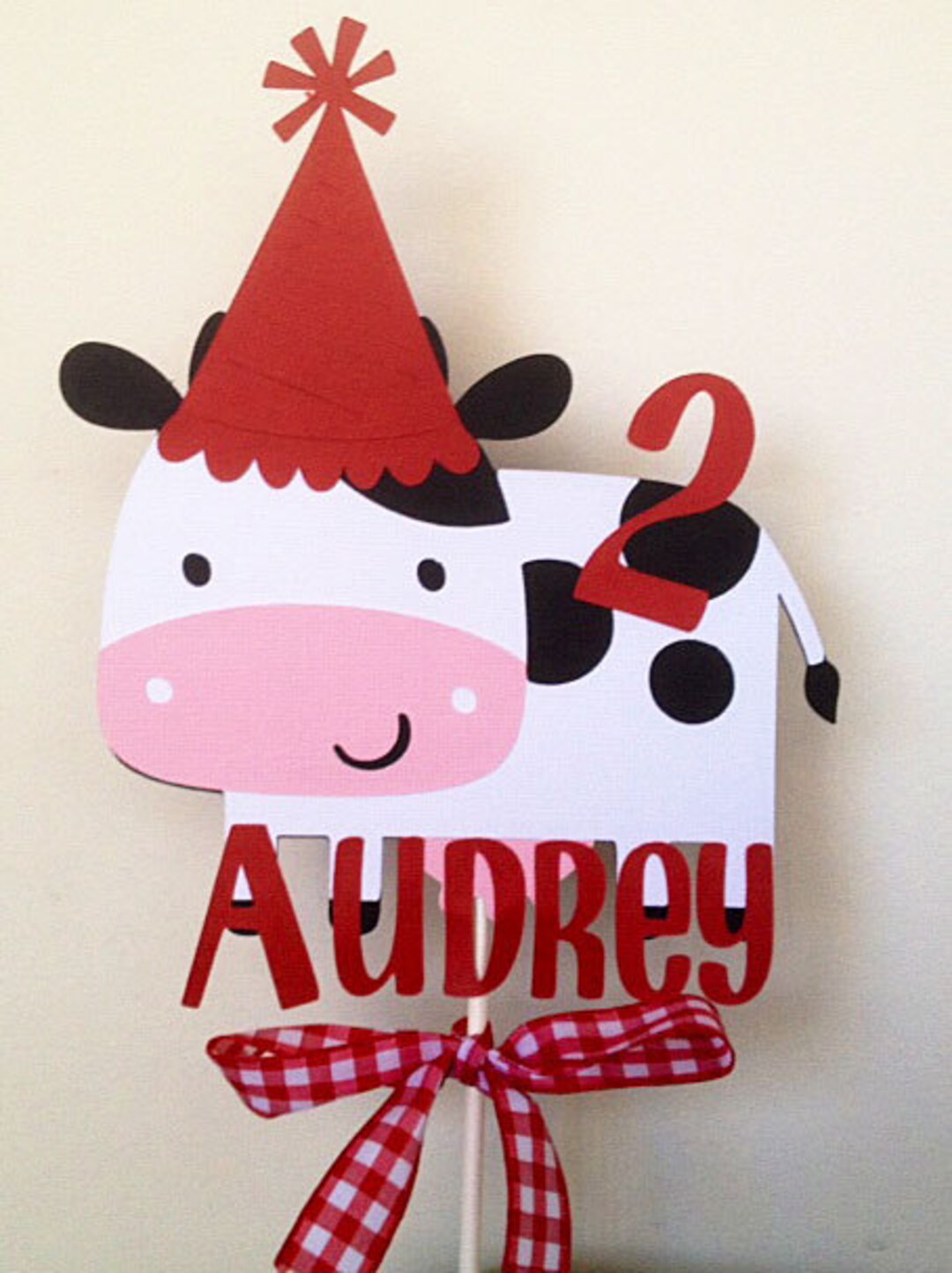 Cow Cake Topper With Party Hat, Farm Birthday, Barnyard Party - Etsy