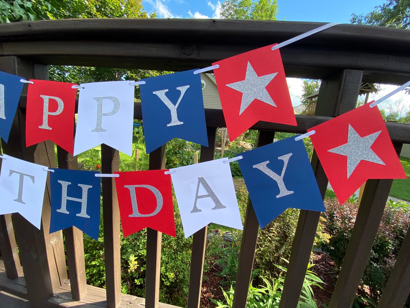 Red White and Blue Birthday Banner Patriotic Birthday Fourth - Etsy