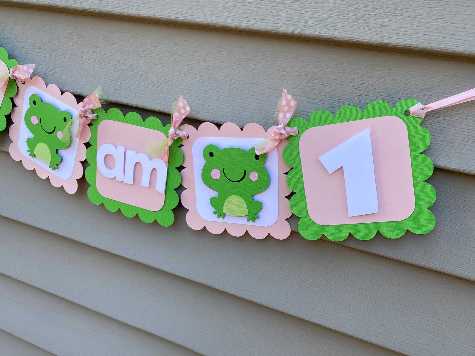 Girly Pink and Green Frog Highchair Banner Frog I Am 1 - Etsy