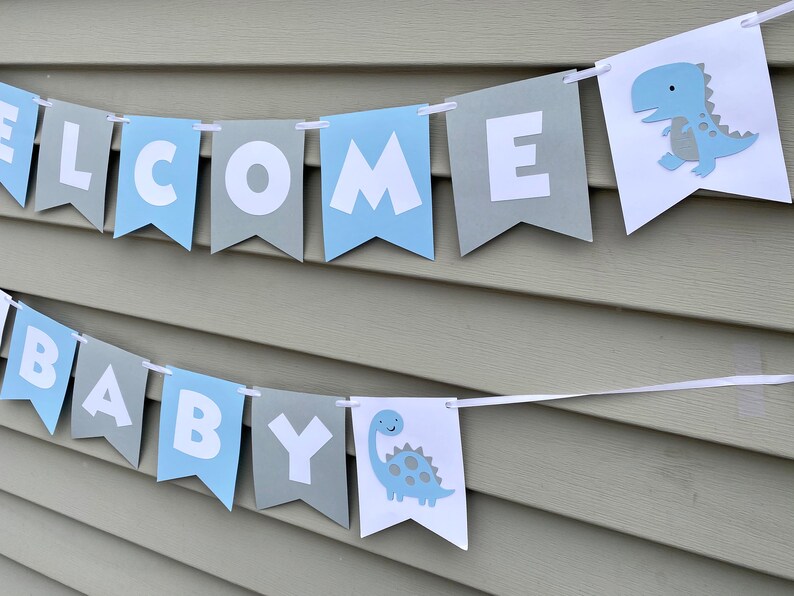 Welcome Baby Dinosaur Banner Dinosaur Party Decorations - Etsy