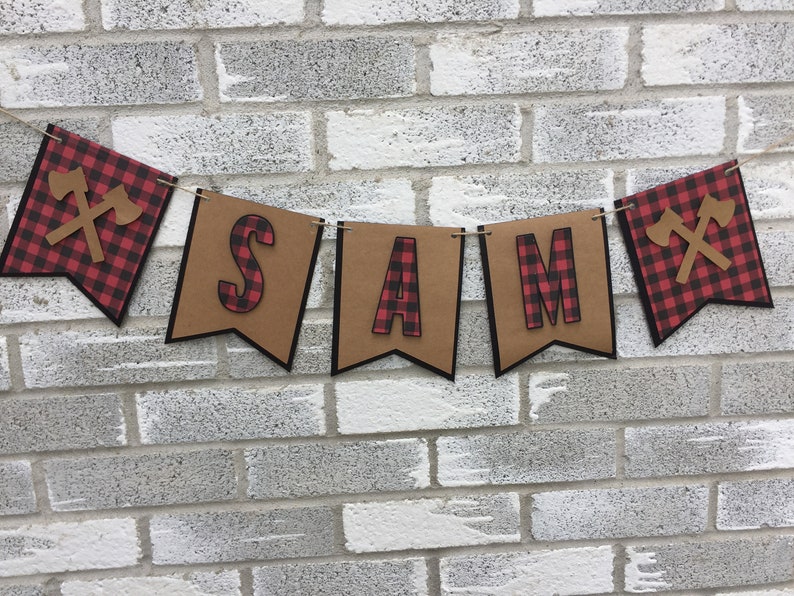 Lumberjack Banner Name Banner Buffalo Plaid Banner Rustic - Etsy