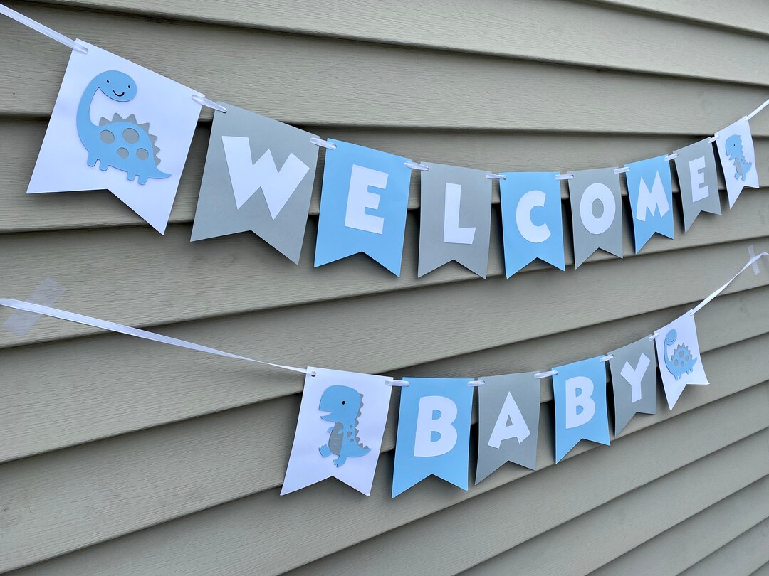 Welcome Baby Dinosaur Banner Dinosaur Party Decorations - Etsy